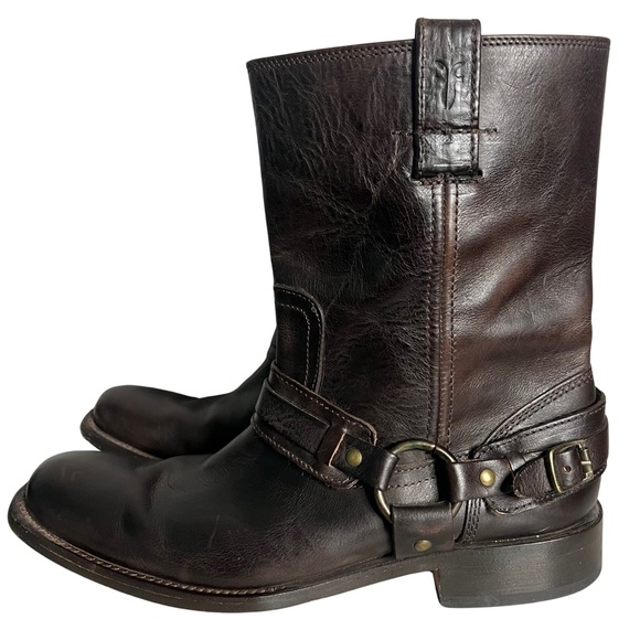 Frye | Shoes | Frye Jesse Dark Brown Leather Mens Harness Motorcycle ...
